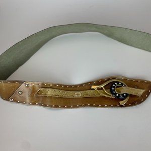 Accessories | Vintage 198s Leather Belt Rhinestones Funky Buckle | Poshmark